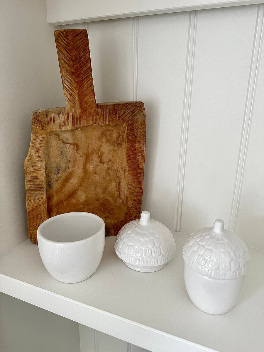 Ceramic Acorn Pot | White – Vintage Peonie Interiors